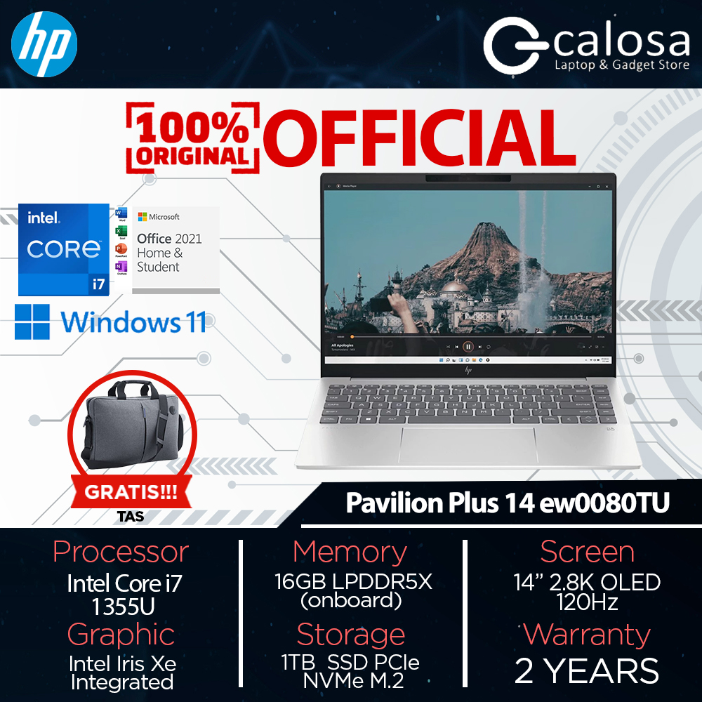HP PAVILION PLUS 14 - ew0080TU i7-1355U 14'' UMA WIN 11 SILVER - CALOSA ...