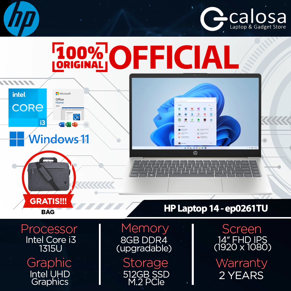 HP LAPTOP 14 - ep0261TU I3-1315U 14'' UMA WIN 11 SILVER - CALOSA STORE